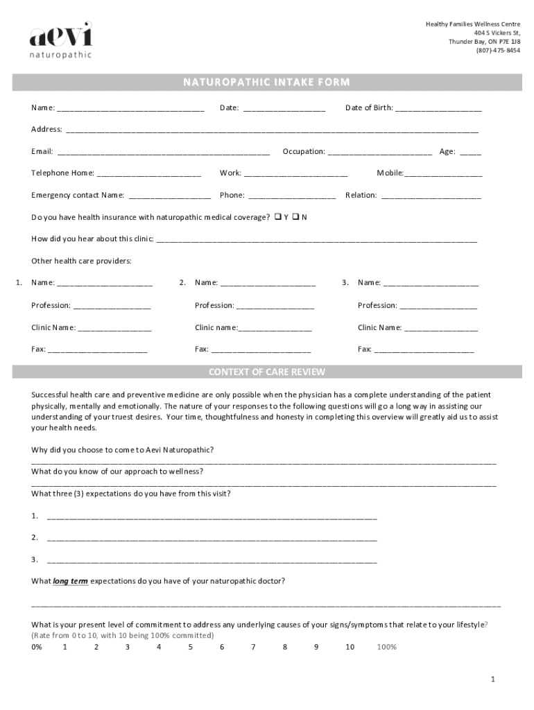 Fillable Online Adult-Intake-Form Aevi.doc Fax Email Print - pdfFiller