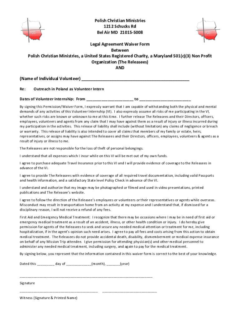 Fillable Online Vol Intern Waiver Form.docx Fax Email Print - pdfFiller
