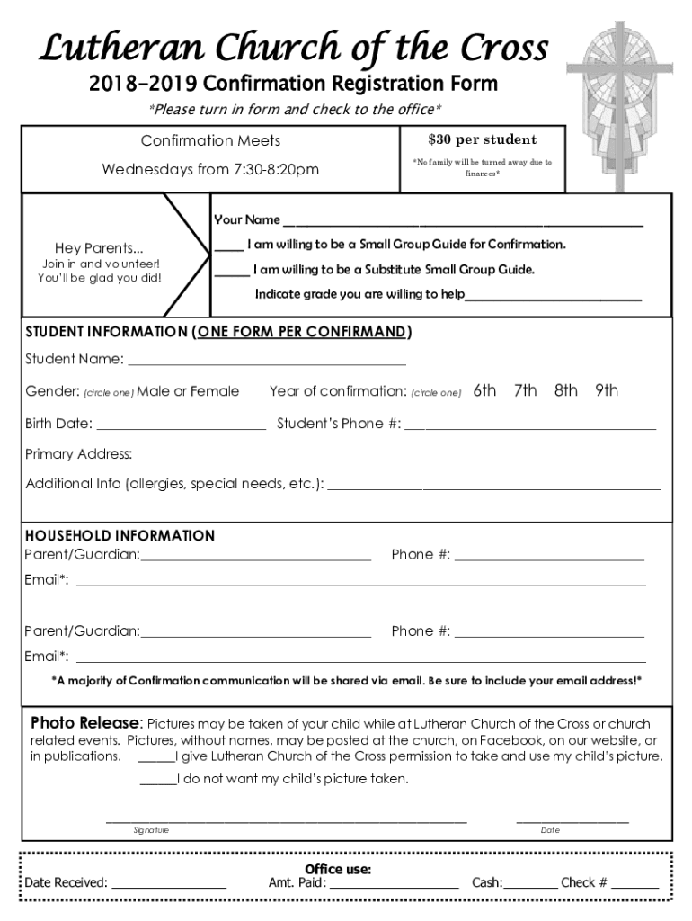 Fillable Online *Please turn in form and check to the office* Fax Email ...