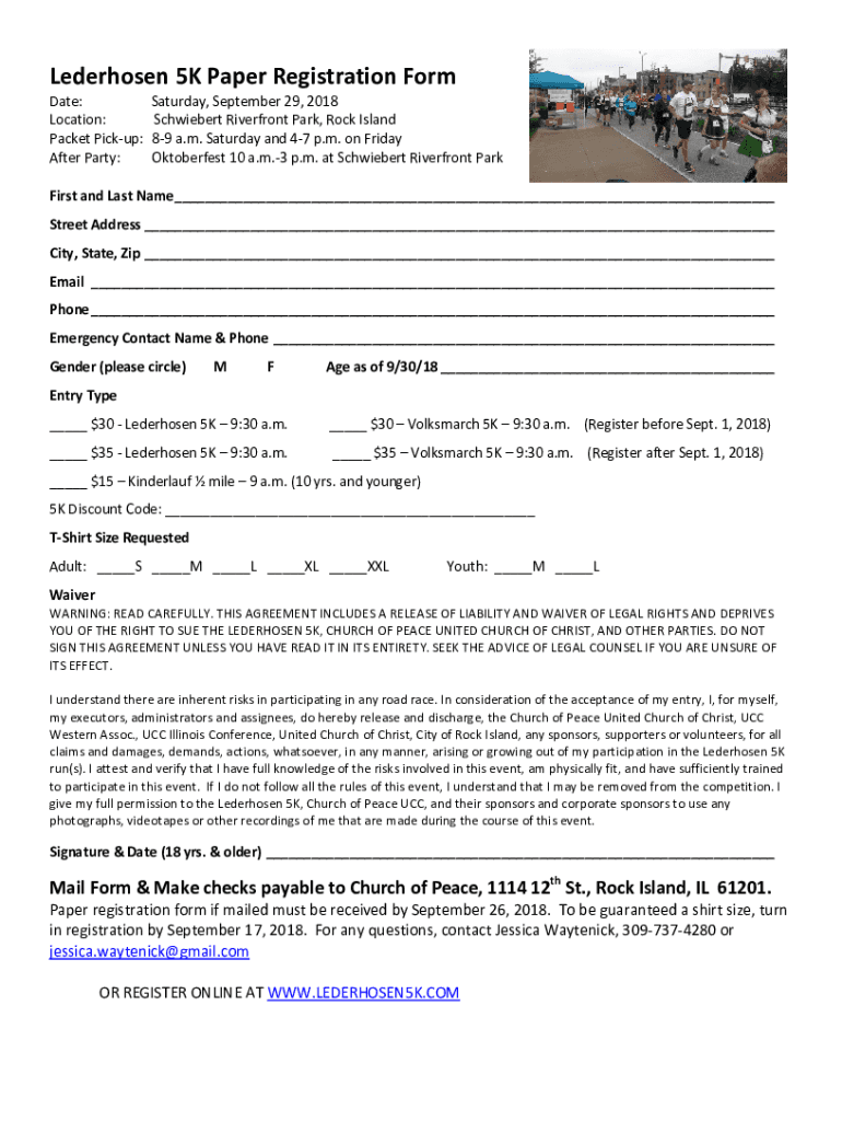 Fillable Online 5K Registration Form2017 Fax Email Print - pdfFiller