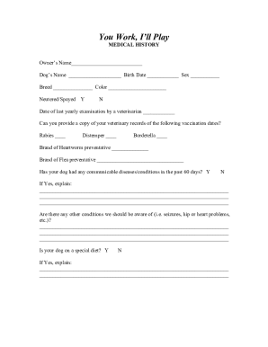 Fillable Online FREE 6+ Medical History Forms in PDF MS Word ...