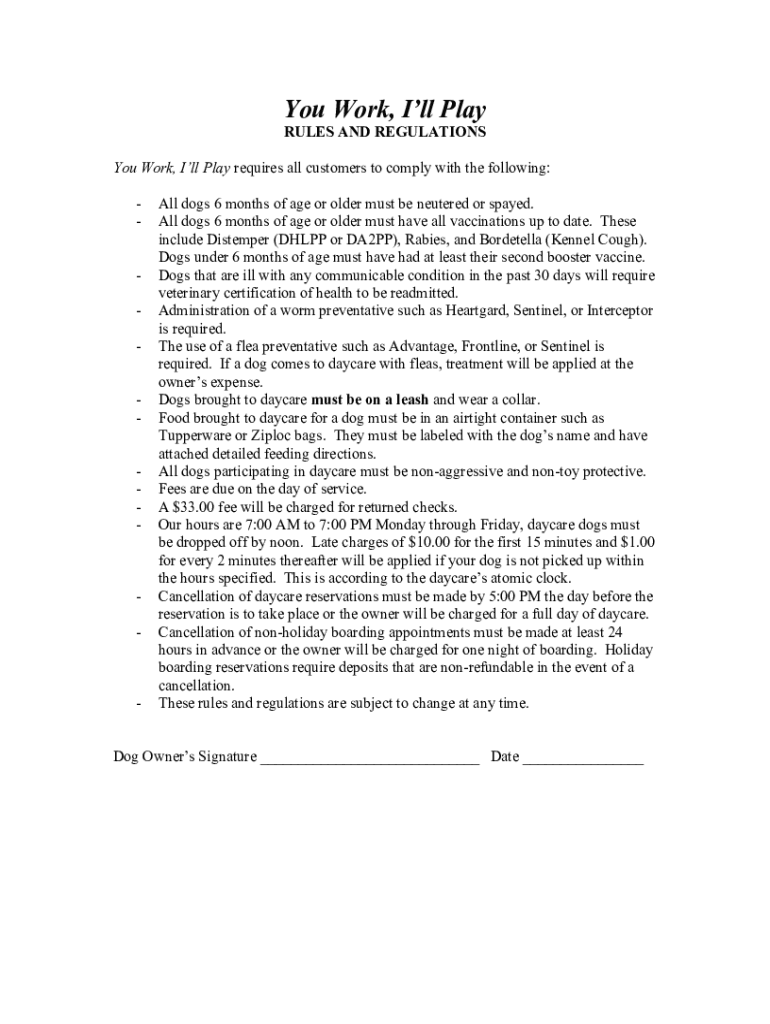 Fillable Online Rules and regulations form Fax Email Print - pdfFiller