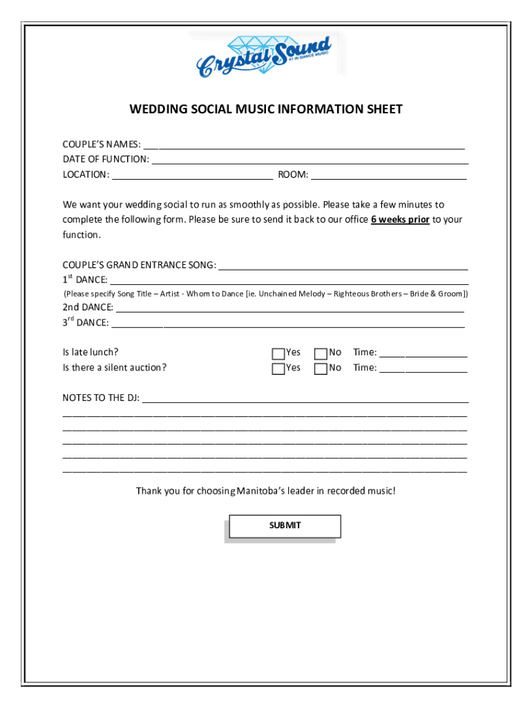 Fillable Online Wedding/Event DJ Itinerary Worksheet - Template.net Fax ...