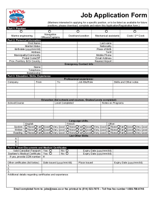 Fillable Online PDF Job Application Form - NEAS Fax Email Print - pdfFiller