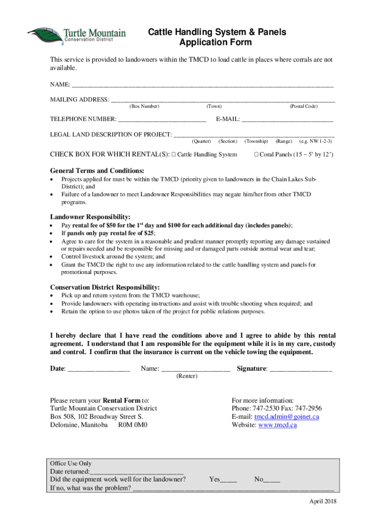 Fillable Online Cattle Handling System and Panels Application Form Fax ...