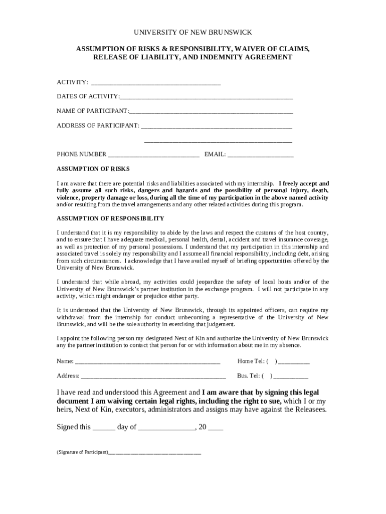 ASSUMPTION OF RISKS & RESPONSIBILITY, WAIVER OF CLAIMS, - ifmlab for ...