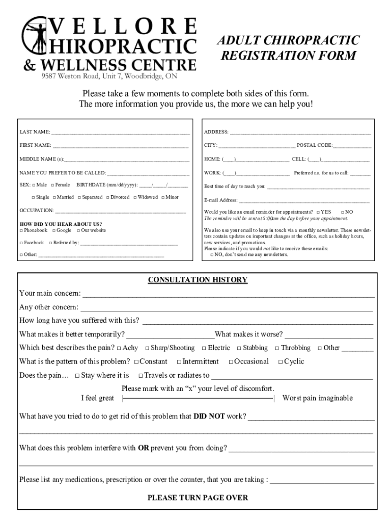 Fillable Online Certificate of Registration for Chiropractic ...