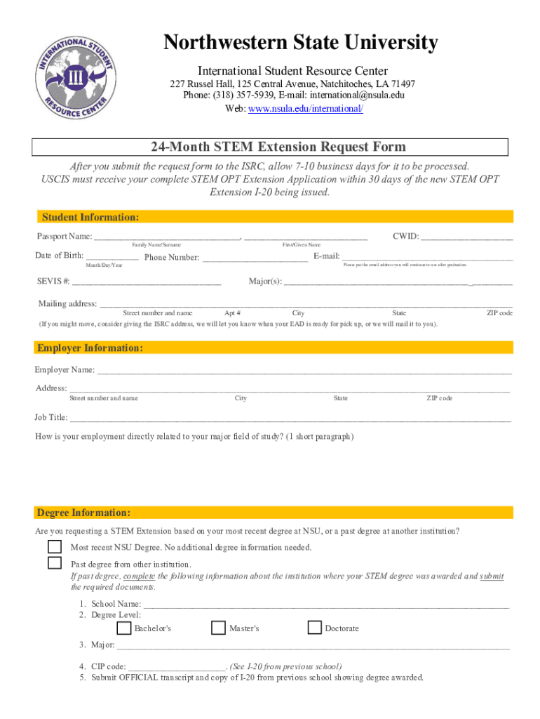 Fillable Online OPT STEM EXTENSION APPLICATION CHECKLIST Fax Email ...