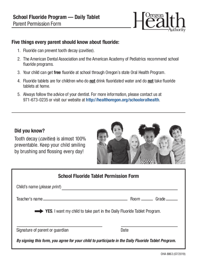 Fillable Online apps state or OHA 8863 School Flouride Program Daily ...