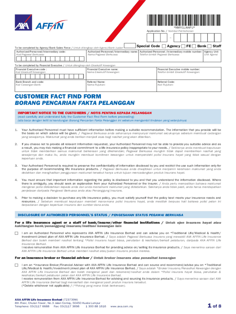 Fillable Online AXA-Customer Fact Find Form 2018 Fax Email Print ...