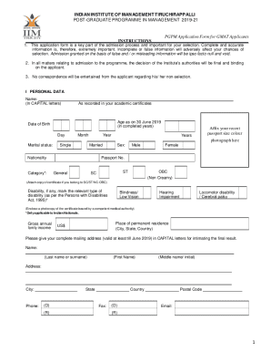 Fillable Online Application Form. - IIM Trichy Fax Email Print - pdfFiller