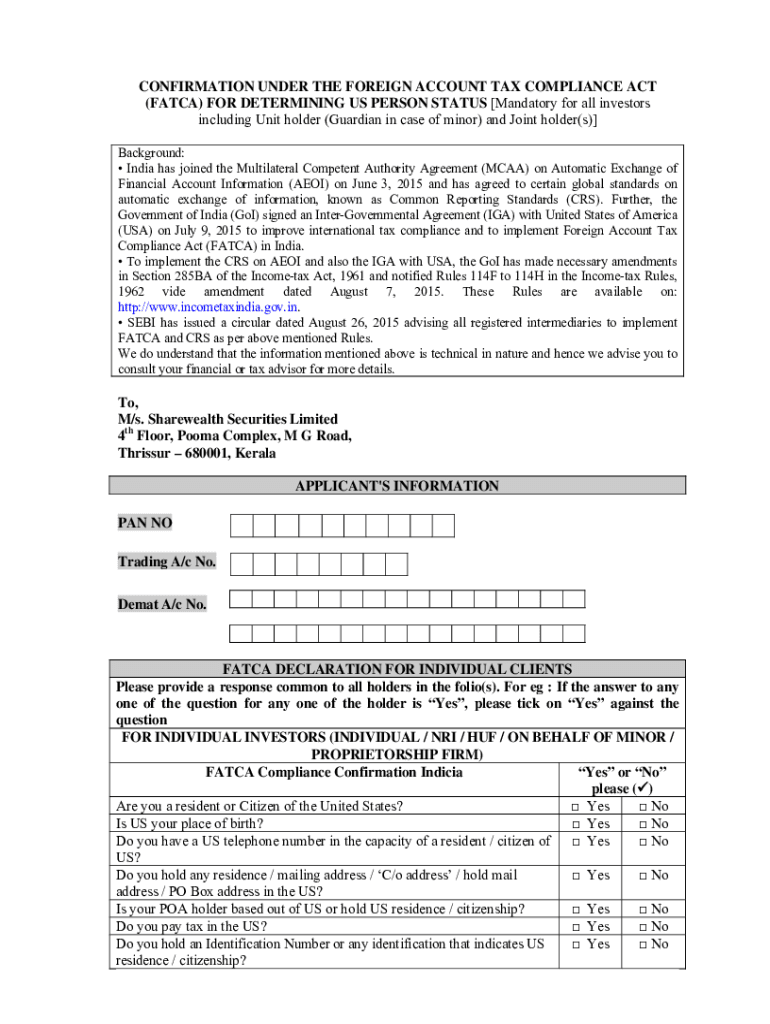 Fillable Online FATCA declaration form Individual Fax Email Print ...