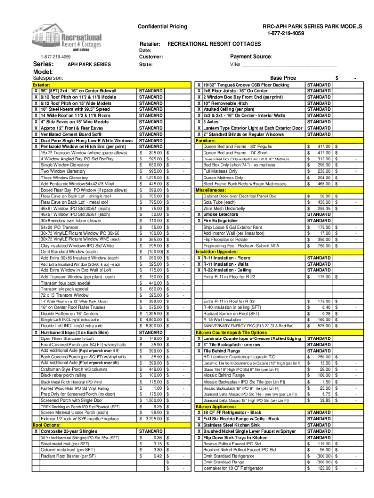 Fillable Online Confidential Pricing APH CLASSIC MULTI SECTION ORDER ...