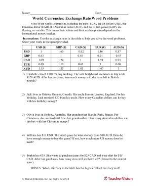 Fillable Online PDF Currency Conversion Worksheets.pdf Fax Email Print ...