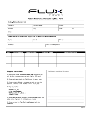 Fillable Online Flux Power RMA Form Fax Email Print - pdfFiller