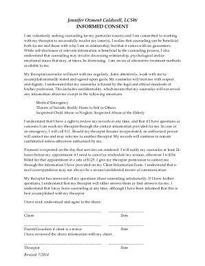 Fillable Online Clinical Social Work Association - Informed Consent ...