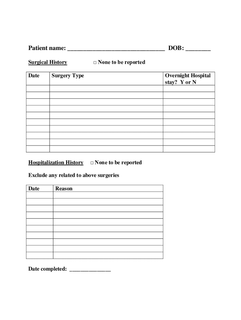 Fillable Online Surgical History Fax Email Print - pdfFiller