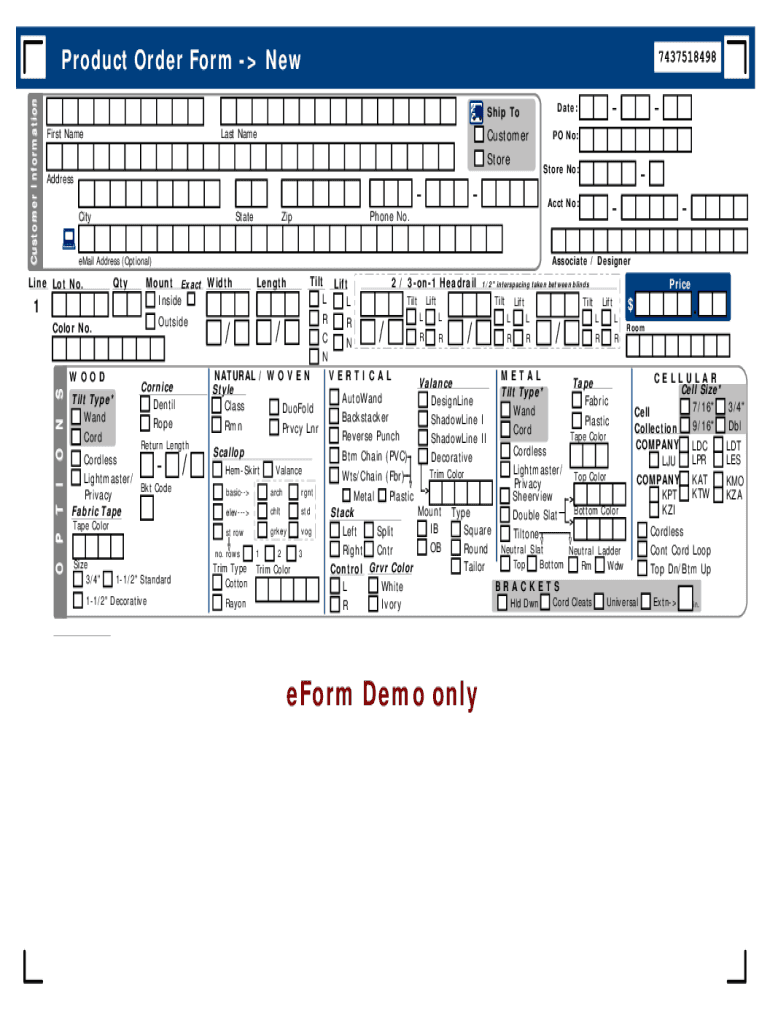 Fillable Online Product Order Form - Short - On Fax Email Print - pdfFiller