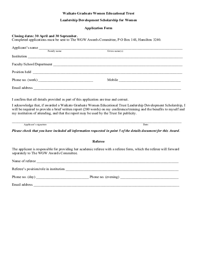Fillable Online Leadership Development Scholarship application form.docx Fax Email Print - pdfFiller