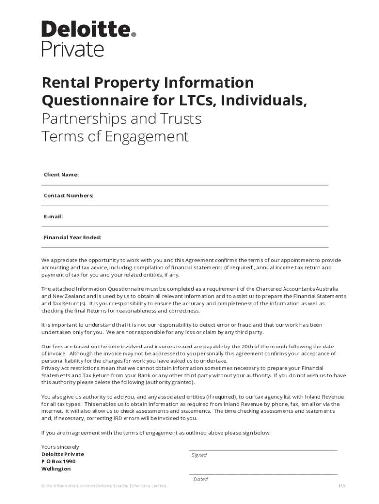 Fillable Online Rental Property Information Questionnaire for LTCs ...