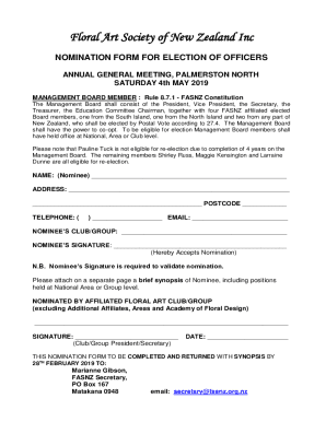 Fillable Online NOMINATION FORM FOR ELECTION OF OFFICERS Fax Email ...