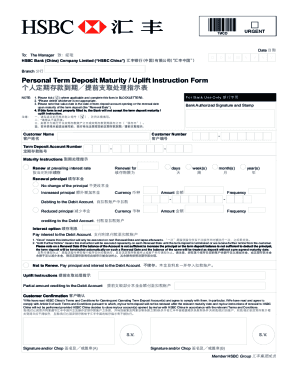 Fillable Online Personal Term Deposit Maturity Uplift Instruction Form ...