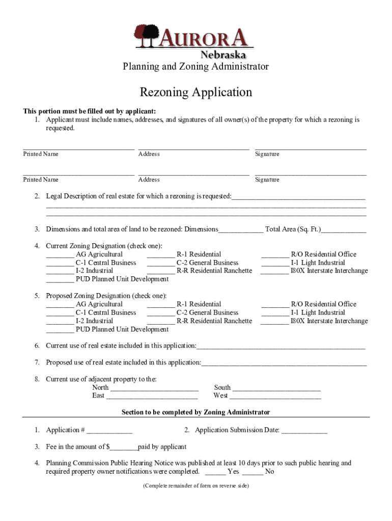Fillable Online PLANNING & ZONING BOARD (PZB) REZONING APPLICATION Fax ...