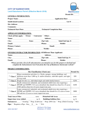 Fillable Online Land Disturbance Permit Form Fax Email Print - pdfFiller