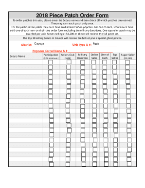 Fillable Online Piece Patch Order Form Fax Email Print - pdfFiller