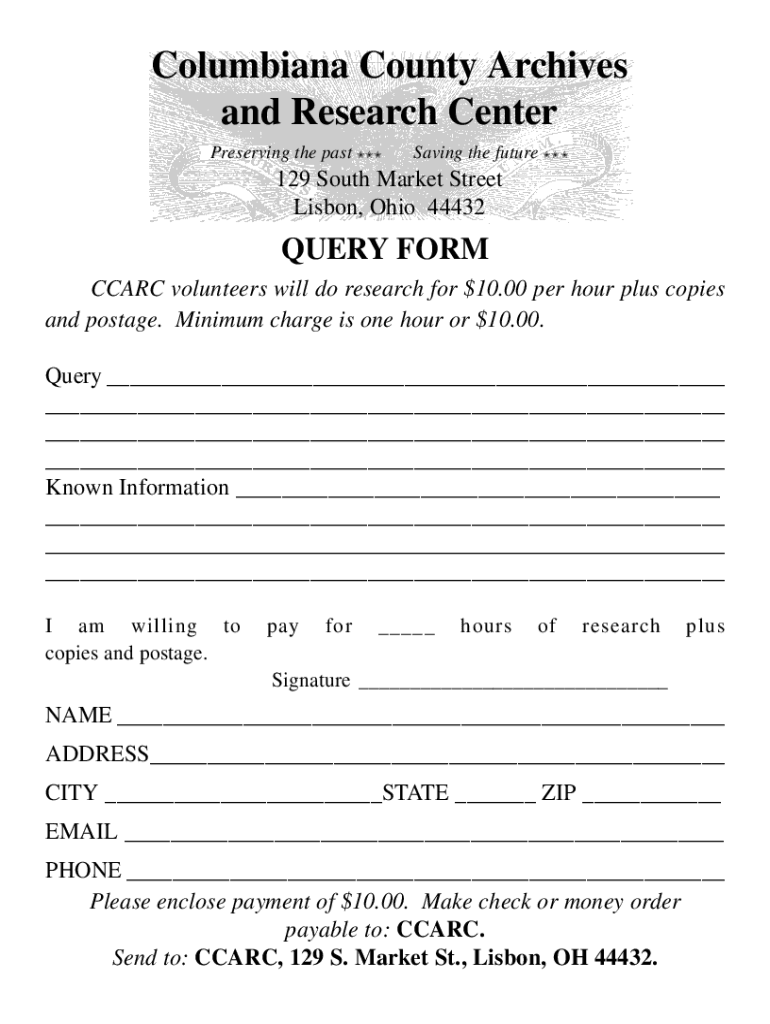 Fillable Online Query Form. Query Form Fax Email Print - pdfFiller
