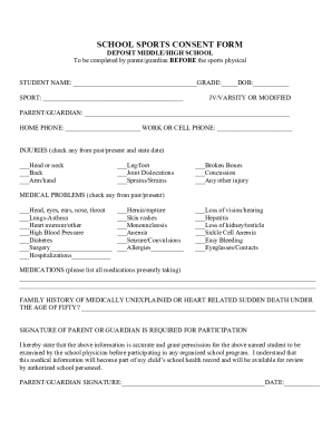 Fillable Online SCHOOL SPORTS CONSENT FORM.doc Fax Email Print - pdfFiller