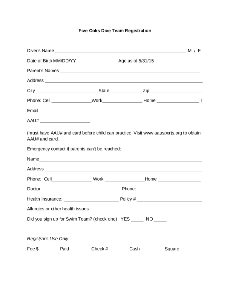 PDF TRYOUT NUMBER:TEAM AGE TRYING OUT FOR:... Doc Template | pdfFiller
