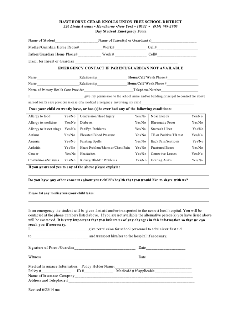 Fillable Online Board of Education - Hawthorne Cedar Knolls Union Free ...