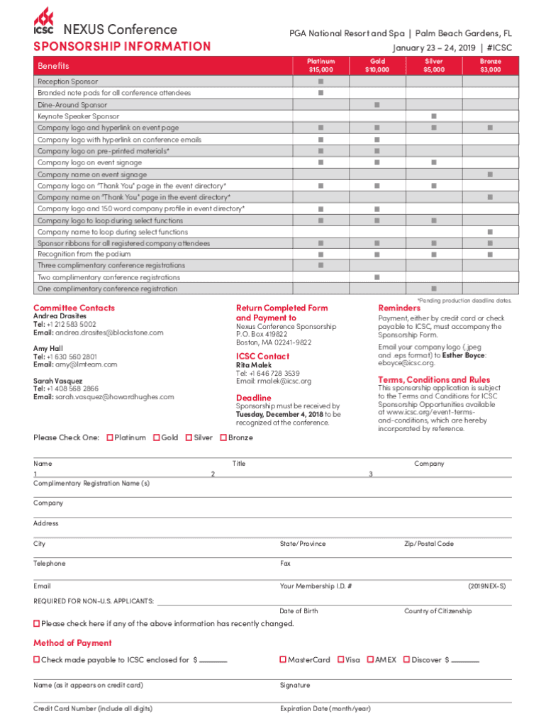 Fillable Online NEXUS Conference - International Council of Shopping ...