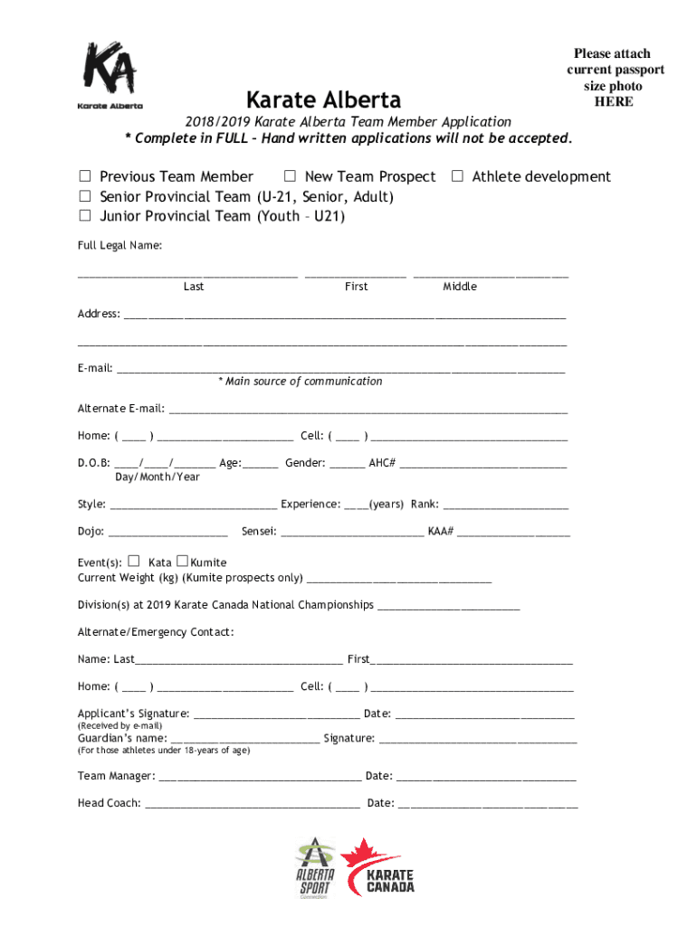 Fillable Online Karate Alberta - Serving athletes in Alberta Fax Email ...