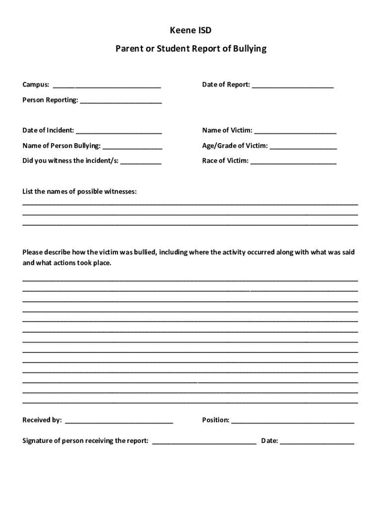 Fillable Online PDF Bullying and Harassment Report Form - Okeechobee ...