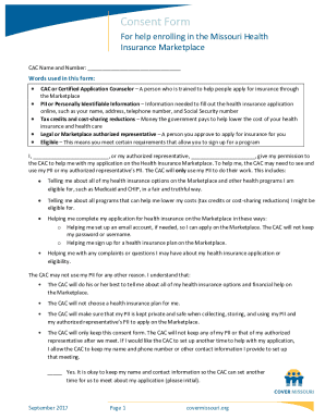 Fillable Online Enrollment Consent Form - Consumers for Affordable ...