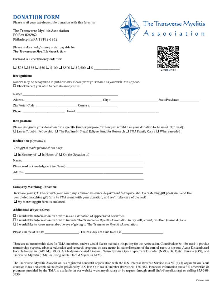 Fillable Online DONATION FORM - SRNA Fax Email Print - pdfFiller