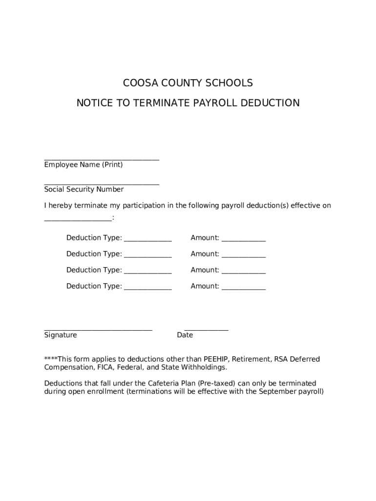NOTICE TO TERMINATE PAYROLL DEDUCTION - images pcmac Doc Template ...
