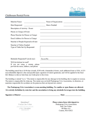 Fillable Online Clubhouse Rental Form 03.14.docx Fax Email Print ...