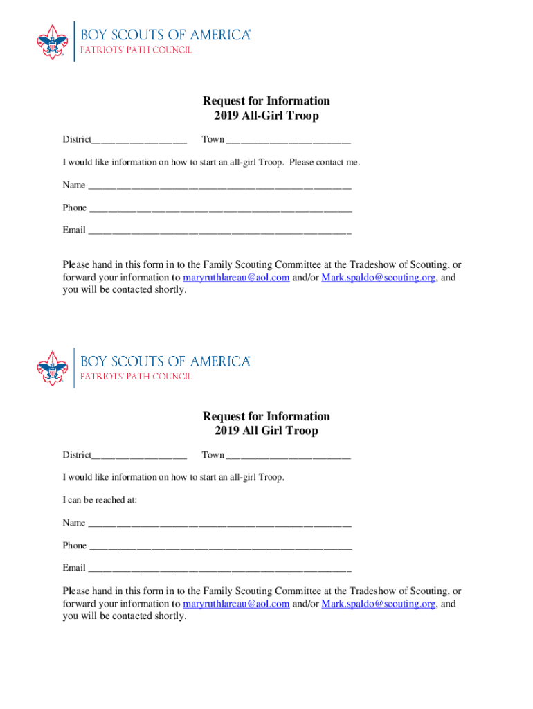 Fillable Online First all-girl troop welcomed into Boy Scouts: D.C.'s Troop ... Fax Email Print ...