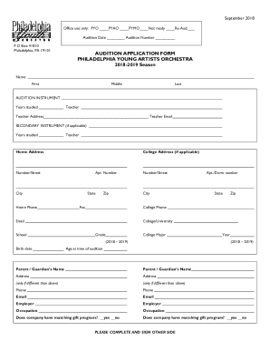 Fillable Online Audition Date Audition Number Fax Email Print - pdfFiller