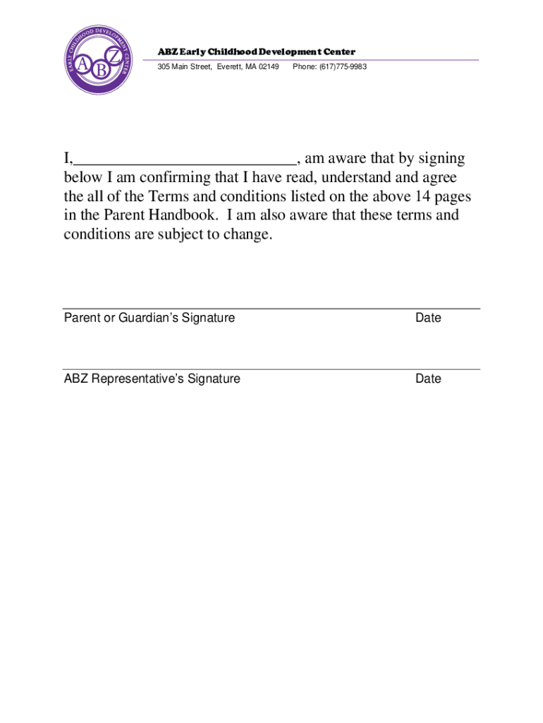 Fillable Online 2011.Parent handbook agreement form Fax Email Print ...