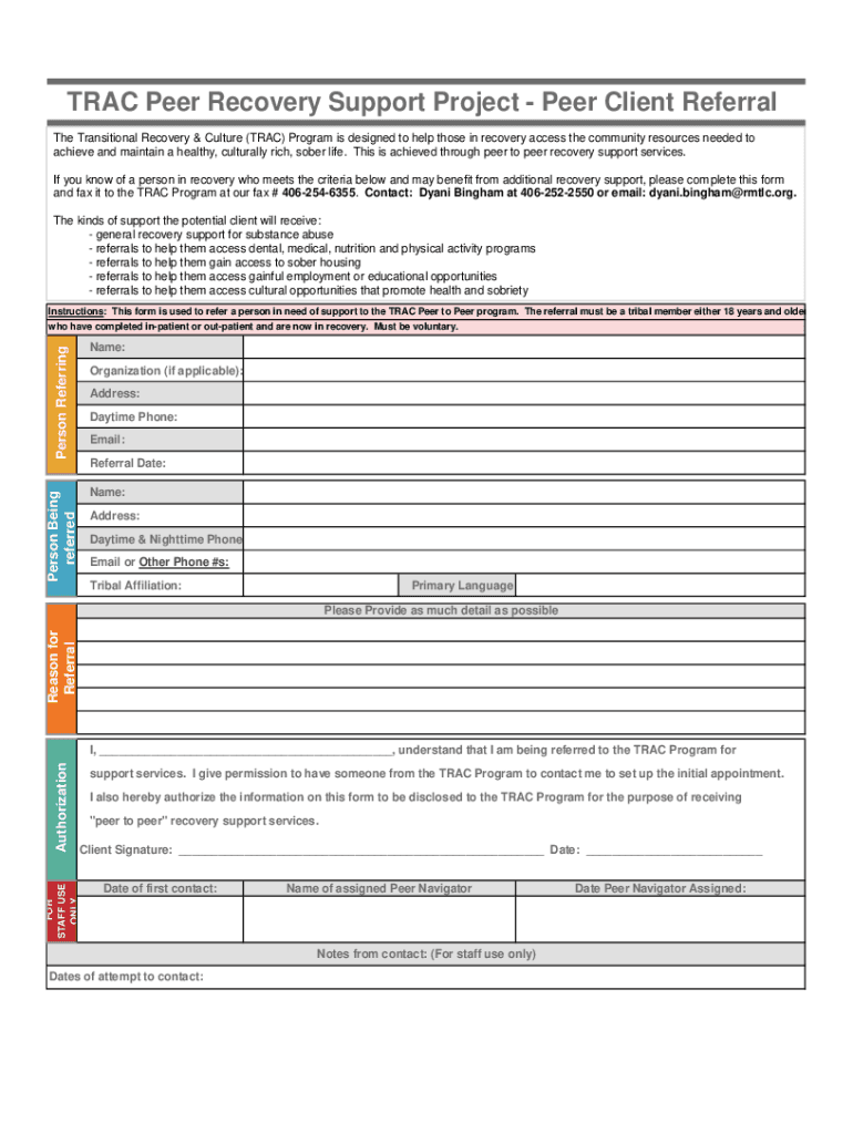 Fillable Online The Peer Recovery Engagement Program (PREP) Referral ...