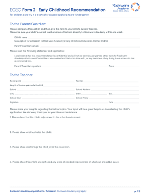 Fillable Online ECEC Form 2 Early Childhood Recommendation Fax Email ...