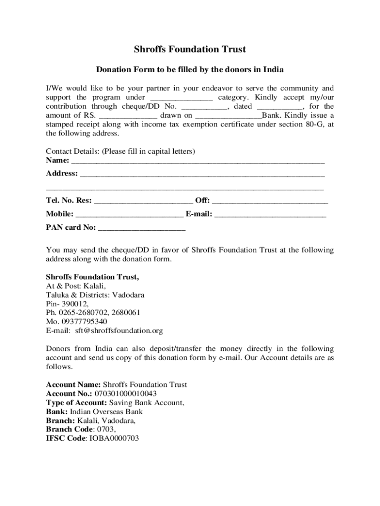 Fillable Online PTO BANK - DONATION FORM Fax Email Print - pdfFiller