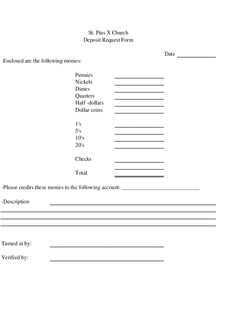 Fillable Online Deposit Request Form updated 3.17.11.xls Fax Email ...