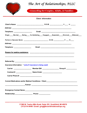 Fillable Online Client Demographic Form-Couples Fax Email Print - pdfFiller