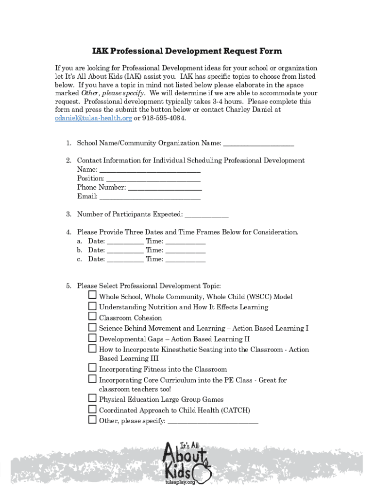 Fillable Online Professional Development Request FormProfessional ...