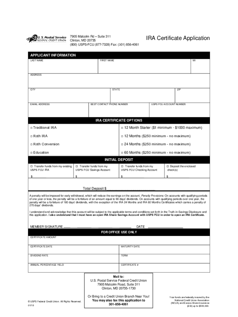 Fillable Online IRA Certificate Account Application. IRA Certificates ...